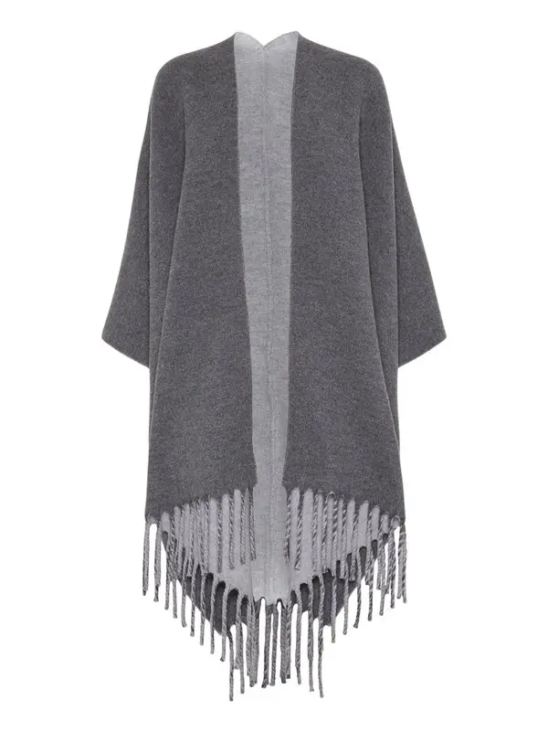 Brunello Cucinelli Wool-cashmere Reversible Poncho - Grey