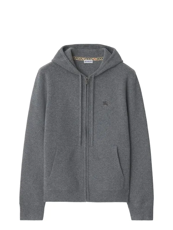 Burberry Cashmere-blend Zip-up Hoodie - Grey