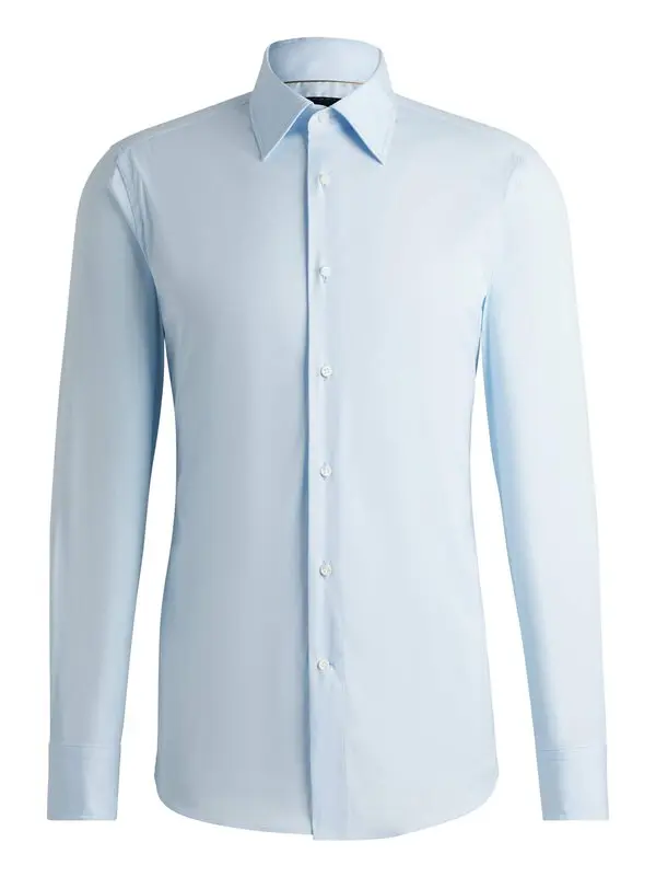 BOSS Stretch-cotton Slim Shirt - Blue