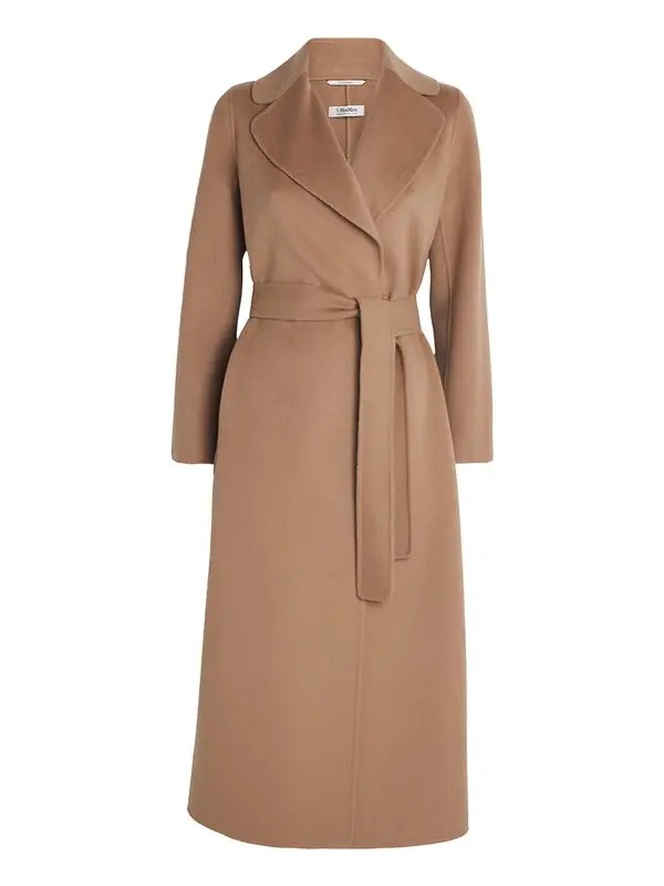 Max Mara Virgin Wool Wrap Coat - Beige