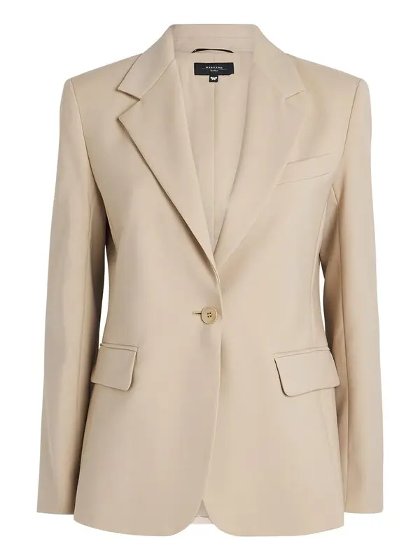 Max Mara Virgin Wool Single-breasted Blazer - Beige