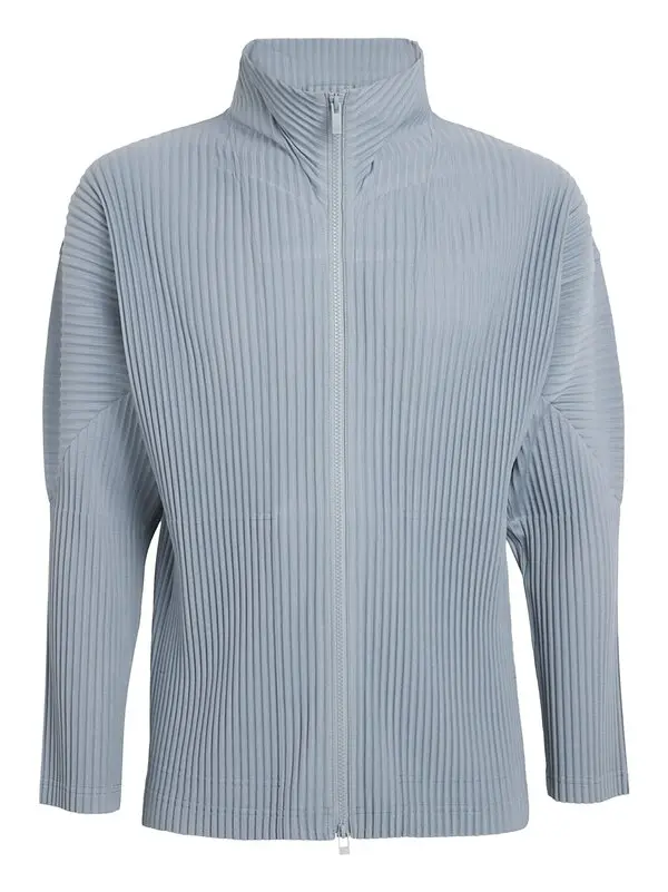 Issey Miyake Pleated Zip-up Cardigan - Blue