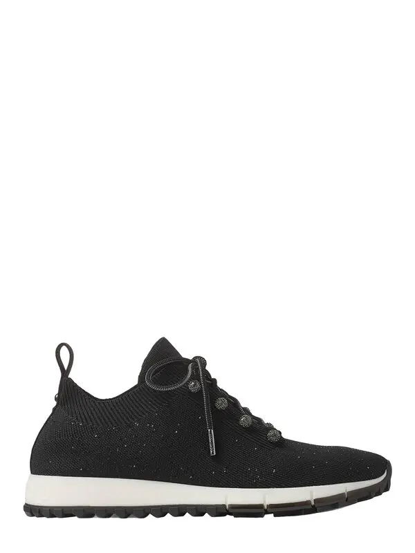JIMMY CHOO Veles Knitted Glitter Sneakers - Black