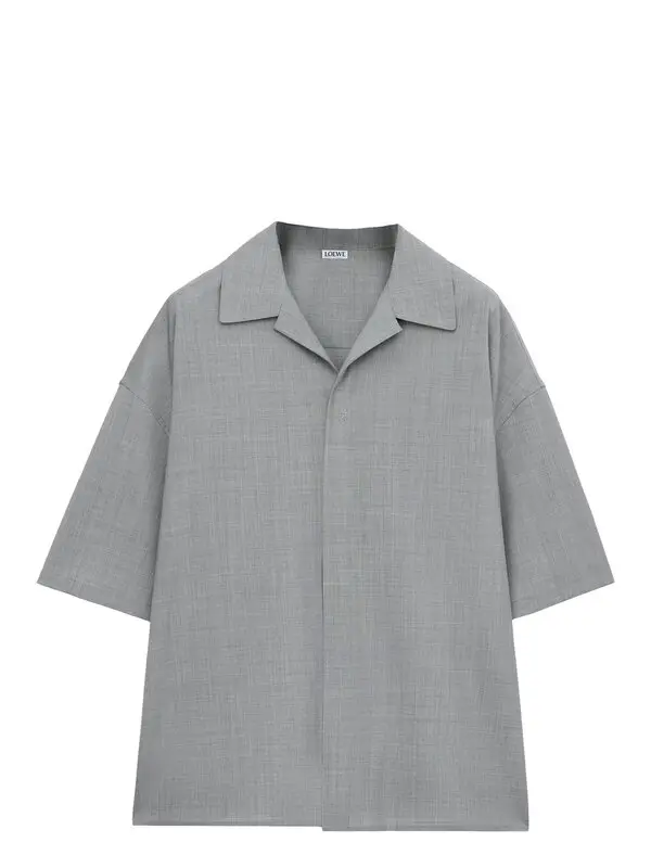 Loewe Wool-blend Short-sleeve Shirt - Grey