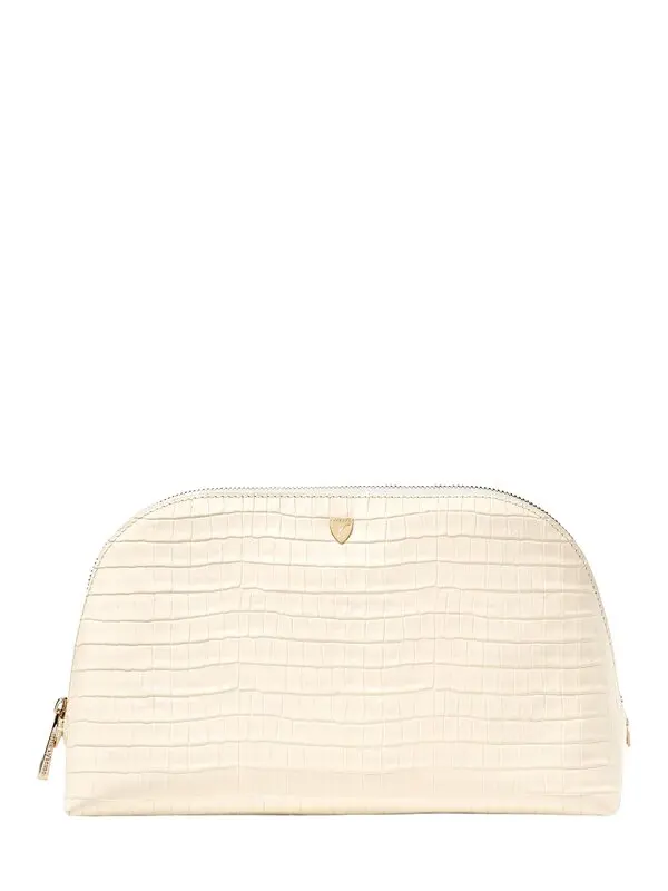 ASPINAL OF LONDON Croc-embossed Classic Wash Bag - Neutral