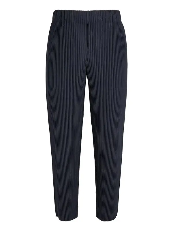 Issey Miyake Pleated Straight Trousers - Navy