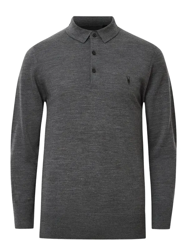 ALLSAINTS Merino Wool Mode Polo Shirt - Grey
