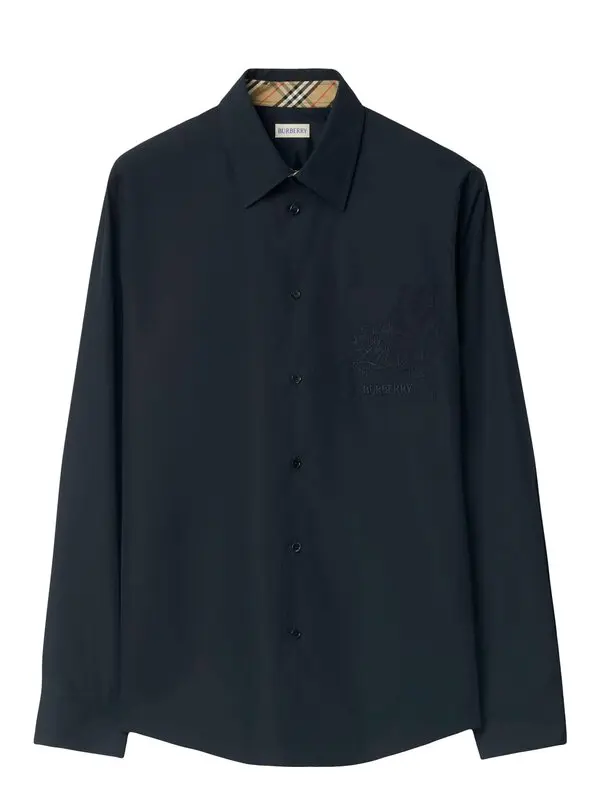 Burberry Cotton Poplin Logo Shirt - Navy