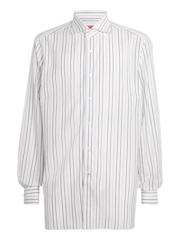 Isaia Cotton-linen Stripe Shirt - White