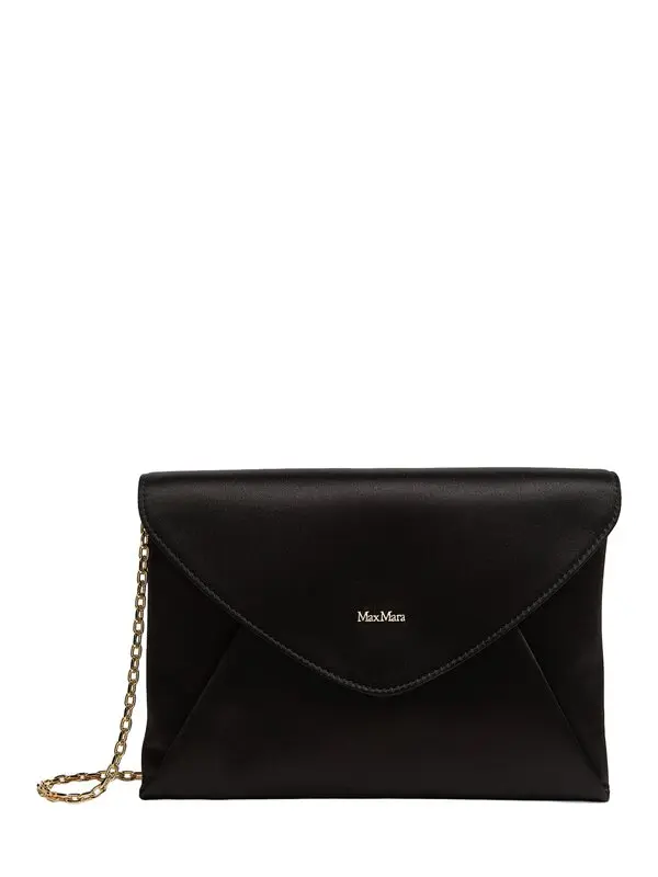 Max Mara Satin Envelope Clutch - Black