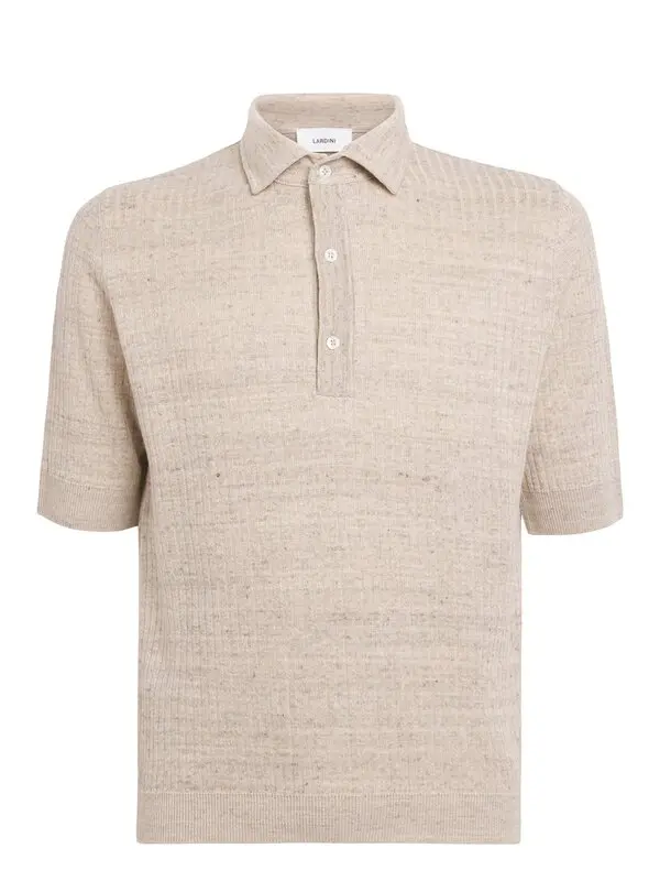 LARDINI Cotton Knit Polo Shirt - Beige