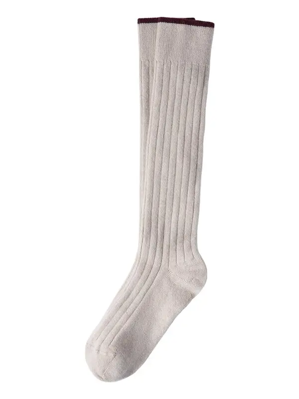 Brunello Cucinelli Cashmere Rib-knit Socks - Beige