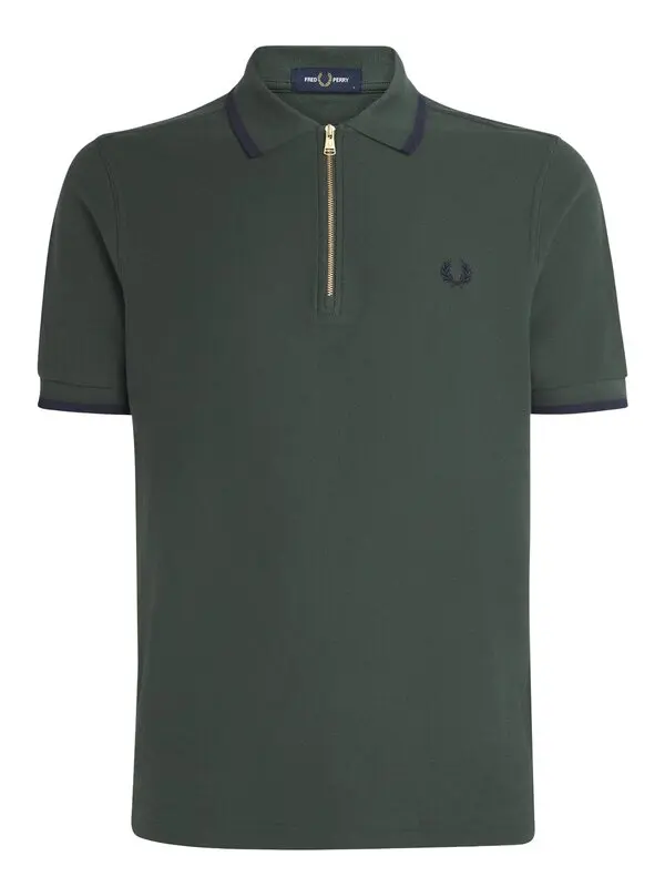 Fred Perry Cotton Crepe Piqué Polo Shirt - Green