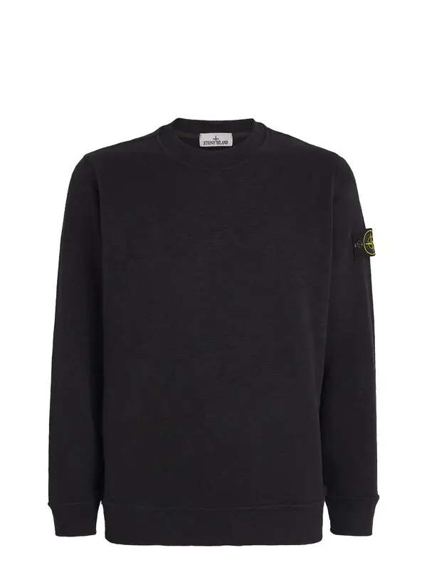 Stone Island Cotton Compass Logo Sweatshirt - Black