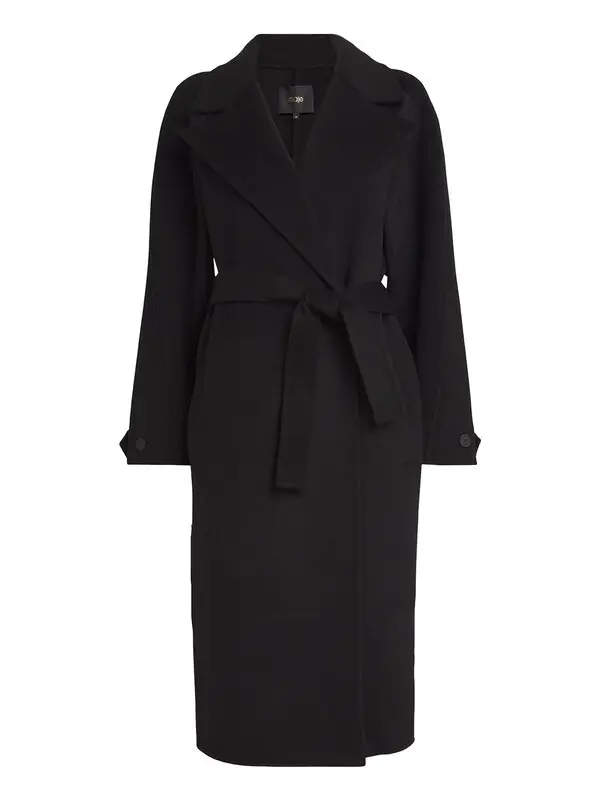 Maje Wool-blend Double-faced Overcoat - Black