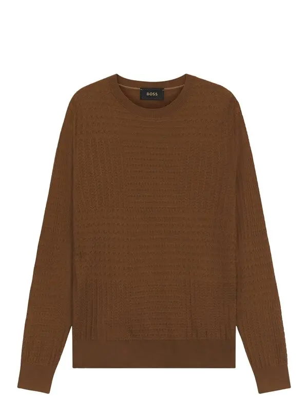 BOSS Silk Prince Of Wales Check Sweater - Brown