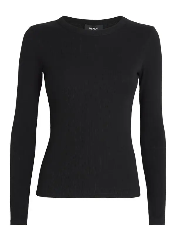 ME+EM Stretch-cotton Ribbed T-shirt - Black