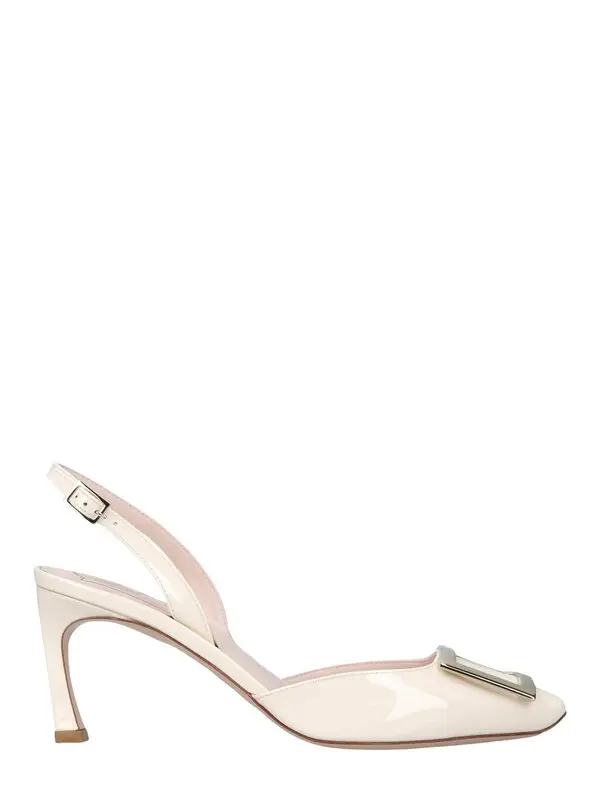 ROGER VIVIER Leather Trompette Slingback Pumps 70 - White