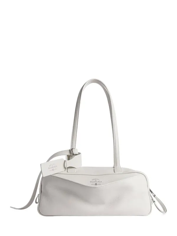 Balenciaga Small Leather Carrie Bowling Top-handle Bag - White