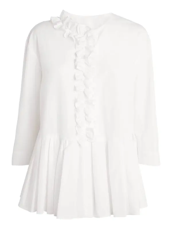 Max Mara Cotton Ruffle-detail Shirt - White