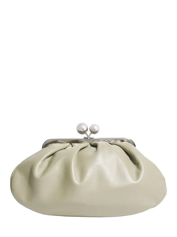 Max Mara Medium Leather Pasticcino Clutch - Green