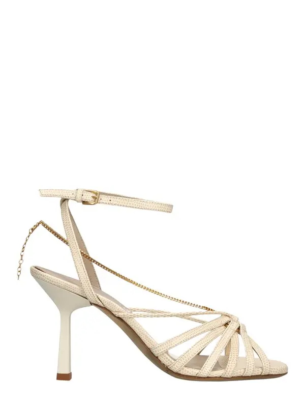 GOLDEN GOOSE Leather Nico Heeled Sandals - White