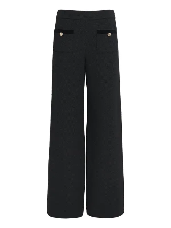 Maje Tweed Wide-leg Trousers - Black
