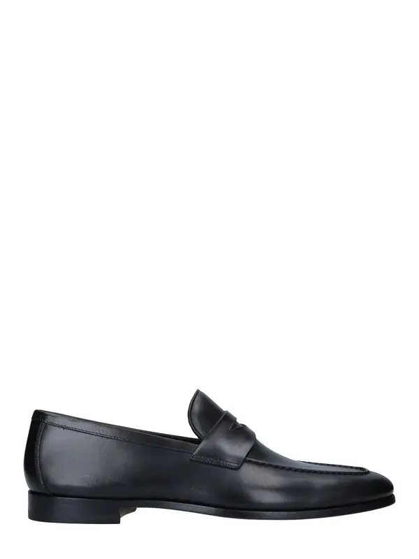 Magnanni Leather Penny Loafers - Black