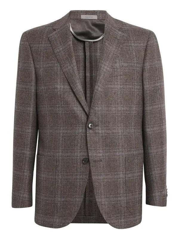 Corneliani Virgin Wool Check Blazer - Brown