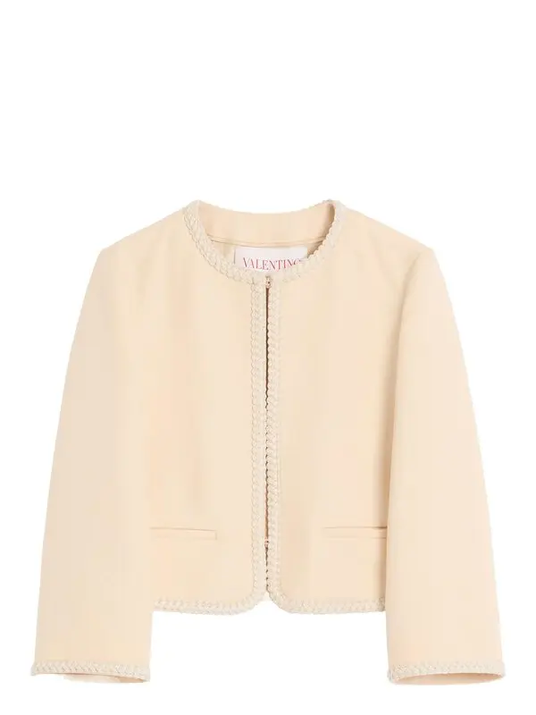 Valentino Garavani Wool-silk Embroidered Jacket - Nude