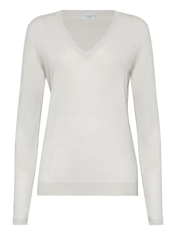 Brunello Cucinelli Cashmere-silk-blend Sweater - White