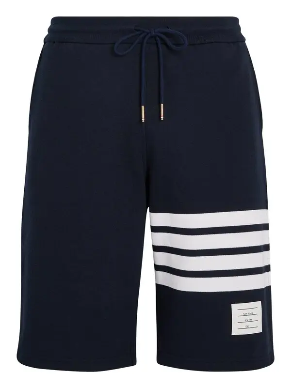 Thom Browne Four-stripe Cotton Shorts - Navy