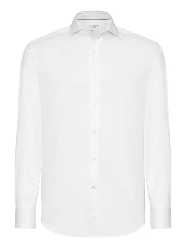 Brunello Cucinelli Cotton Twill Slim-fit Shirt - White