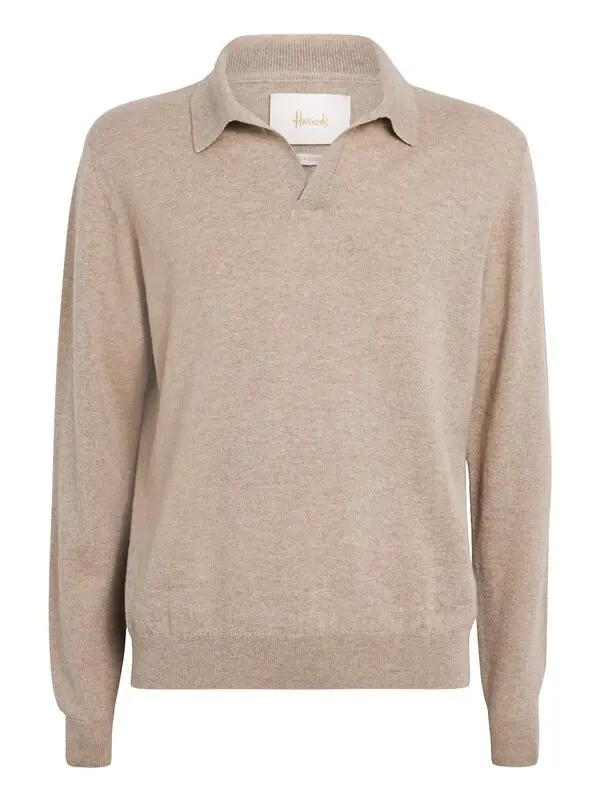 Harrods Cashmere Polo Sweater - Beige