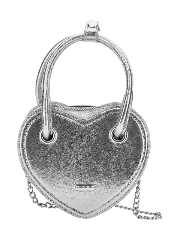 Monnalisa Heart-shaped Bag With Chain Strap - Silver