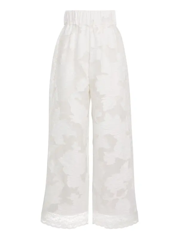 Loretta Caponi Lace-trim Clarissa Trousers - White
