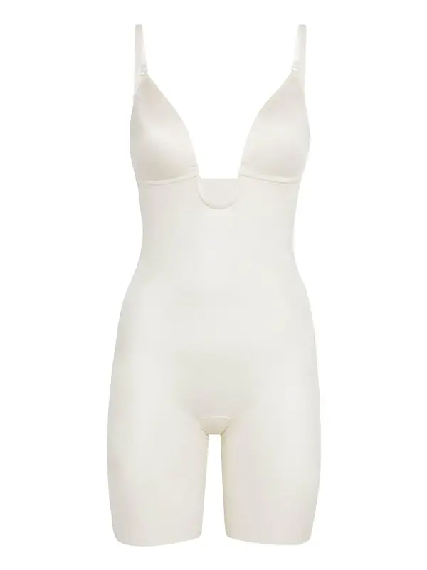 Spanx Suit Your Fancy Plunge Mid-thigh Bodysuit - White