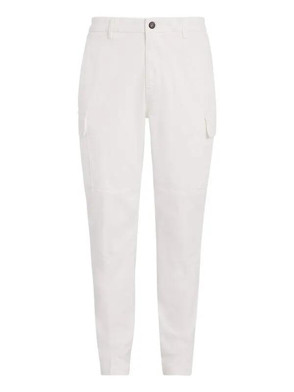 Eleventy Stretch-cotton Cargo Trousers - White