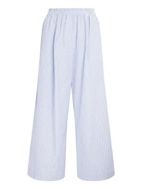 Max Mara Cotton Wide-leg Cropped Trousers - Blue