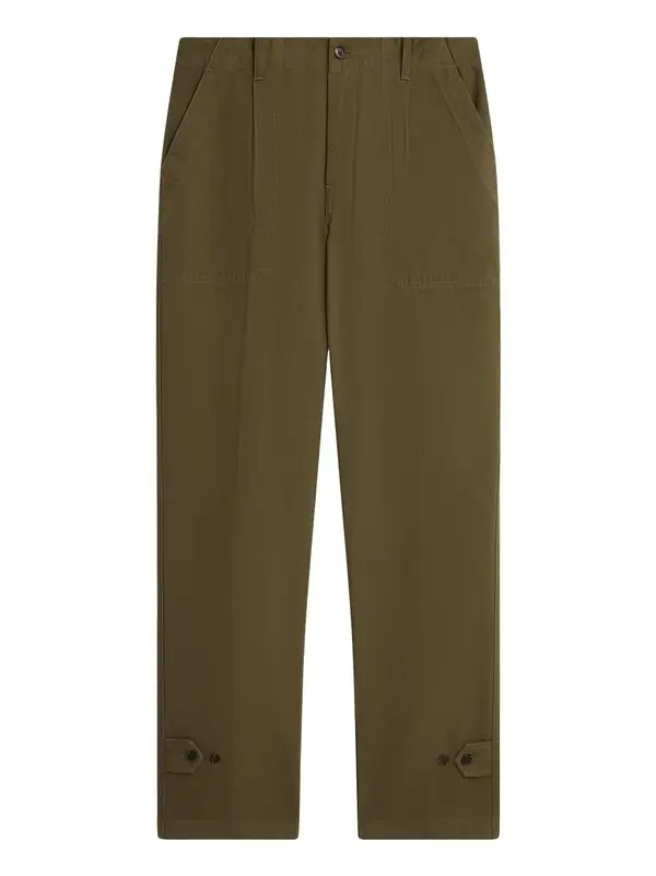 Dunhill Cotton Micro-herringbone Single-pleat Tapered Chinos - Green