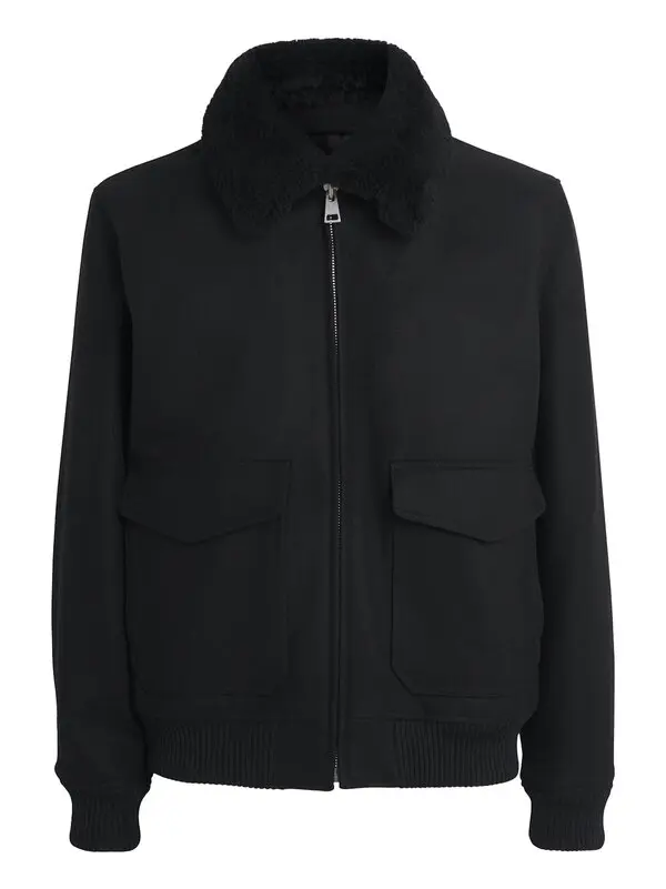 Sandro Wool-blend Bomber Jacket - Black
