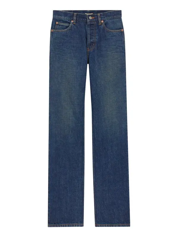 Saint Laurent Nico Mid-rise Straight Jeans - Blue