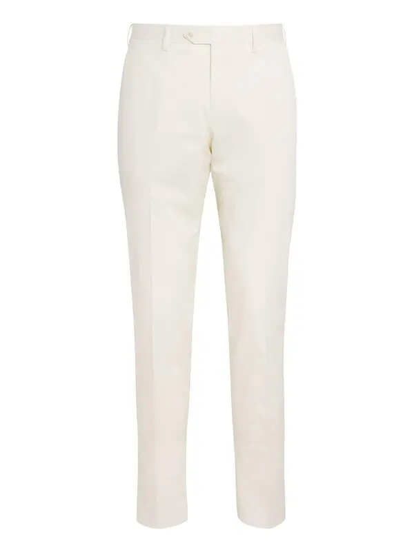 LARDINI Wool Slim Fit Trousers - White
