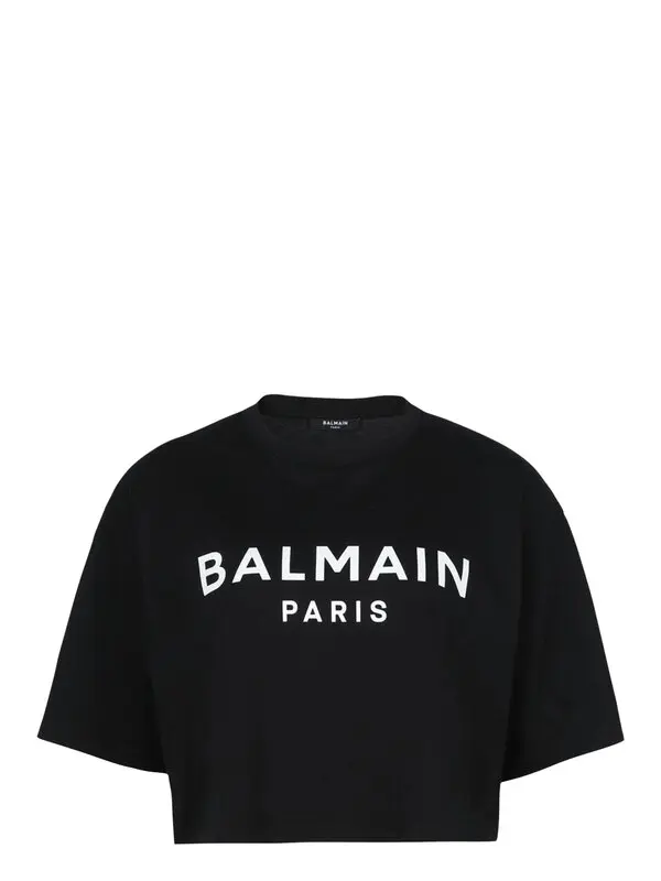 Balmain Cropped Logo T-shirt - Black