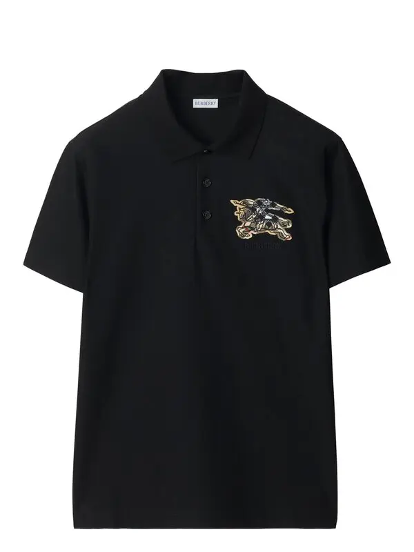 Burberry Cotton Check-ekd Polo Shirt - Black