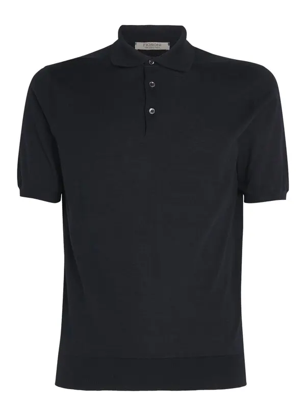 FIORONI CASHMERE Cotton-cashmere Polo Shirt - Navy