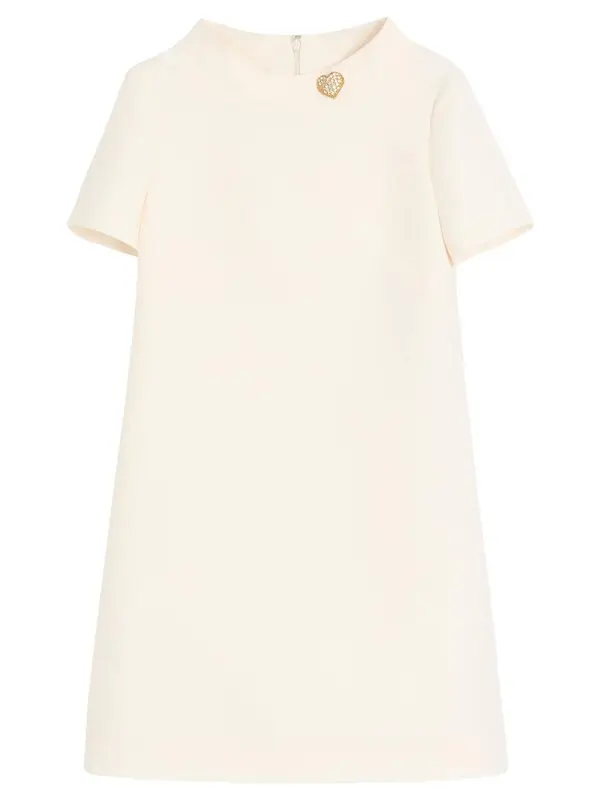 Valentino Garavani Wool-silk Mini Dress With Embellishments - Ivory