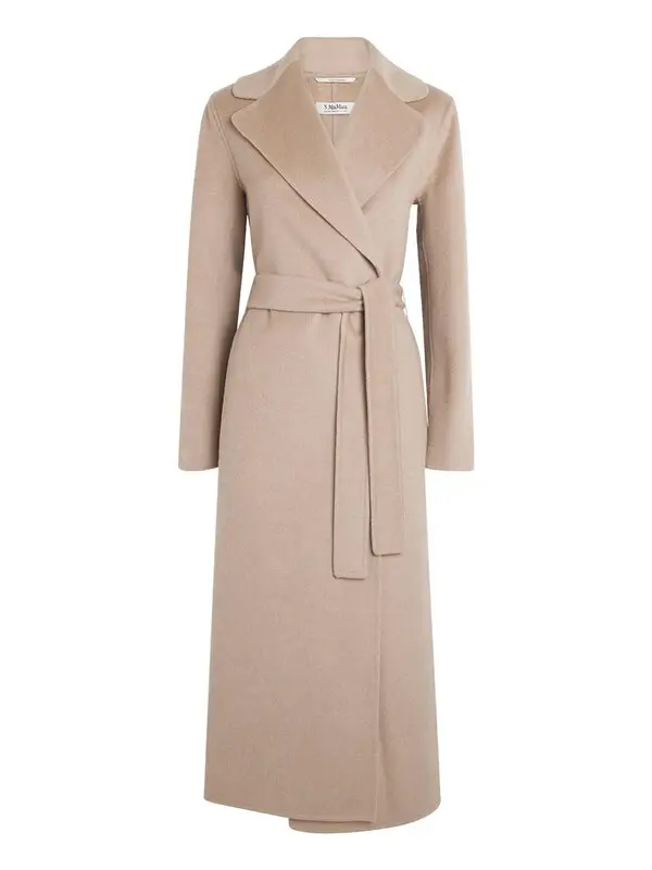 Max Mara Virgin Wool-cashmere Wrap Coat - Beige