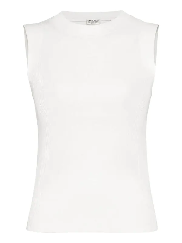 Brunello Cucinelli Cotton Ribbed Tank Top - Beige