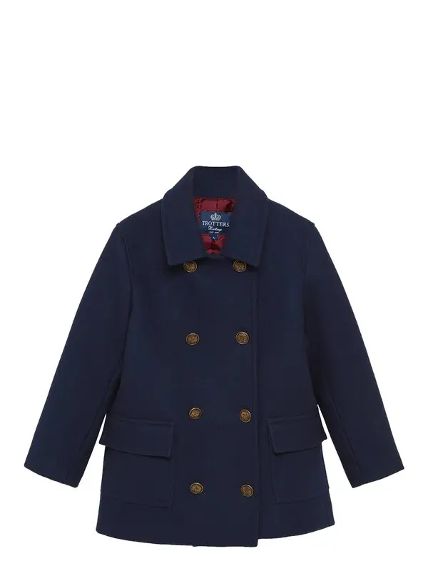 Trotters Wool Pea Coat - Navy